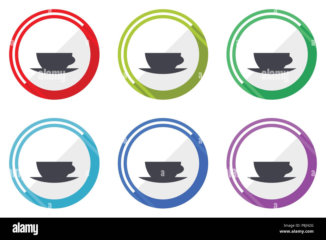 Espresso vector icons, set of colorful flat design internet symbols on ...