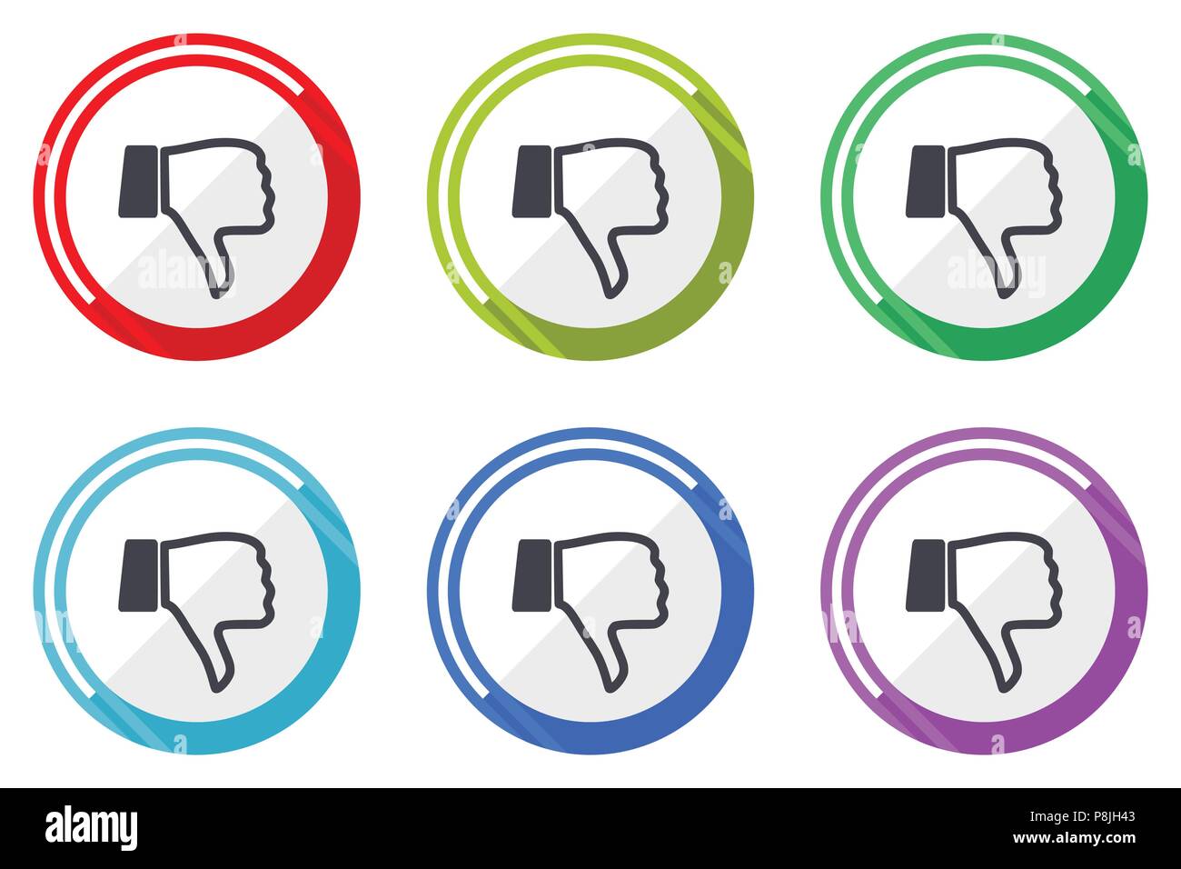 Dislike vector icons, set of colorful flat design internet symbols on ...