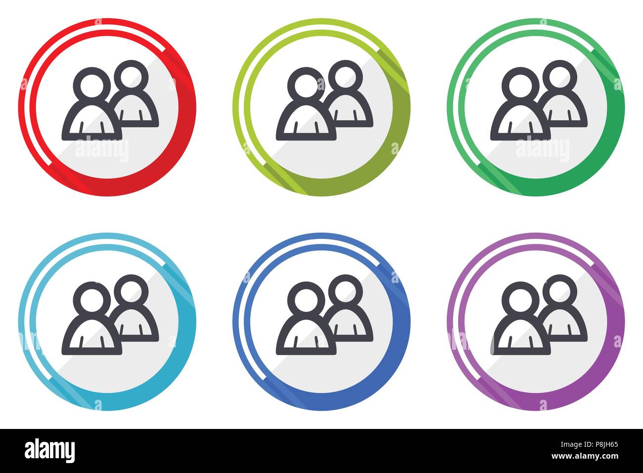 Forum vector icons, set of colorful flat design internet symbols on ...