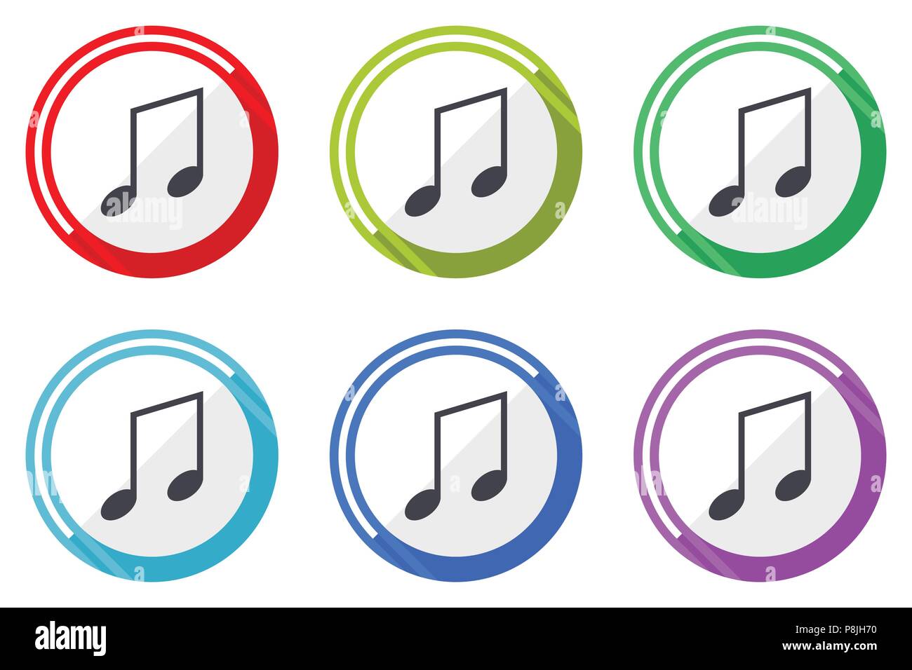 Music vector icons, set of colorful flat design internet symbols on ...