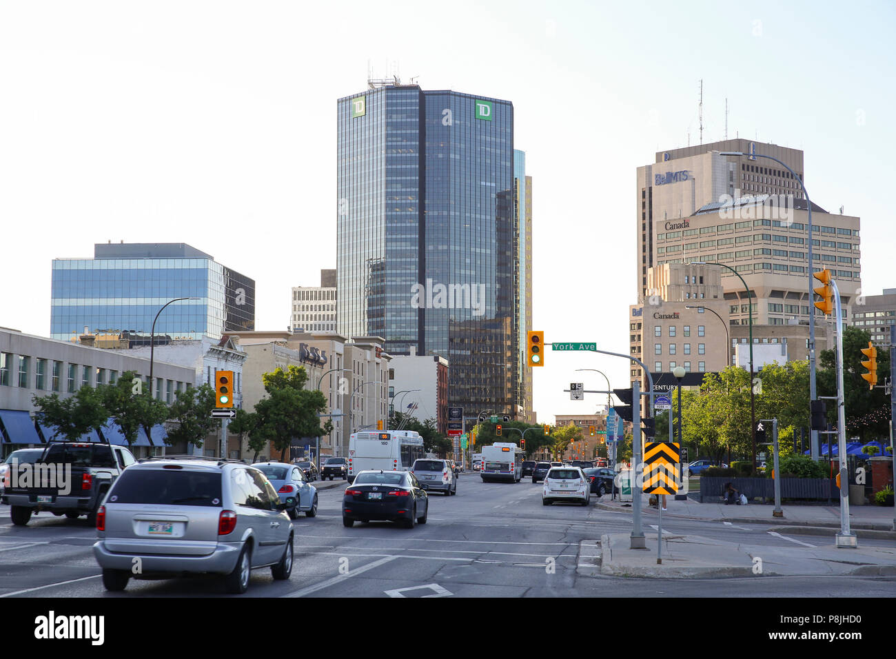 Winnipeg, Manitoba/Canada - July 10, 2018: Afternoon traffic at Main ...
