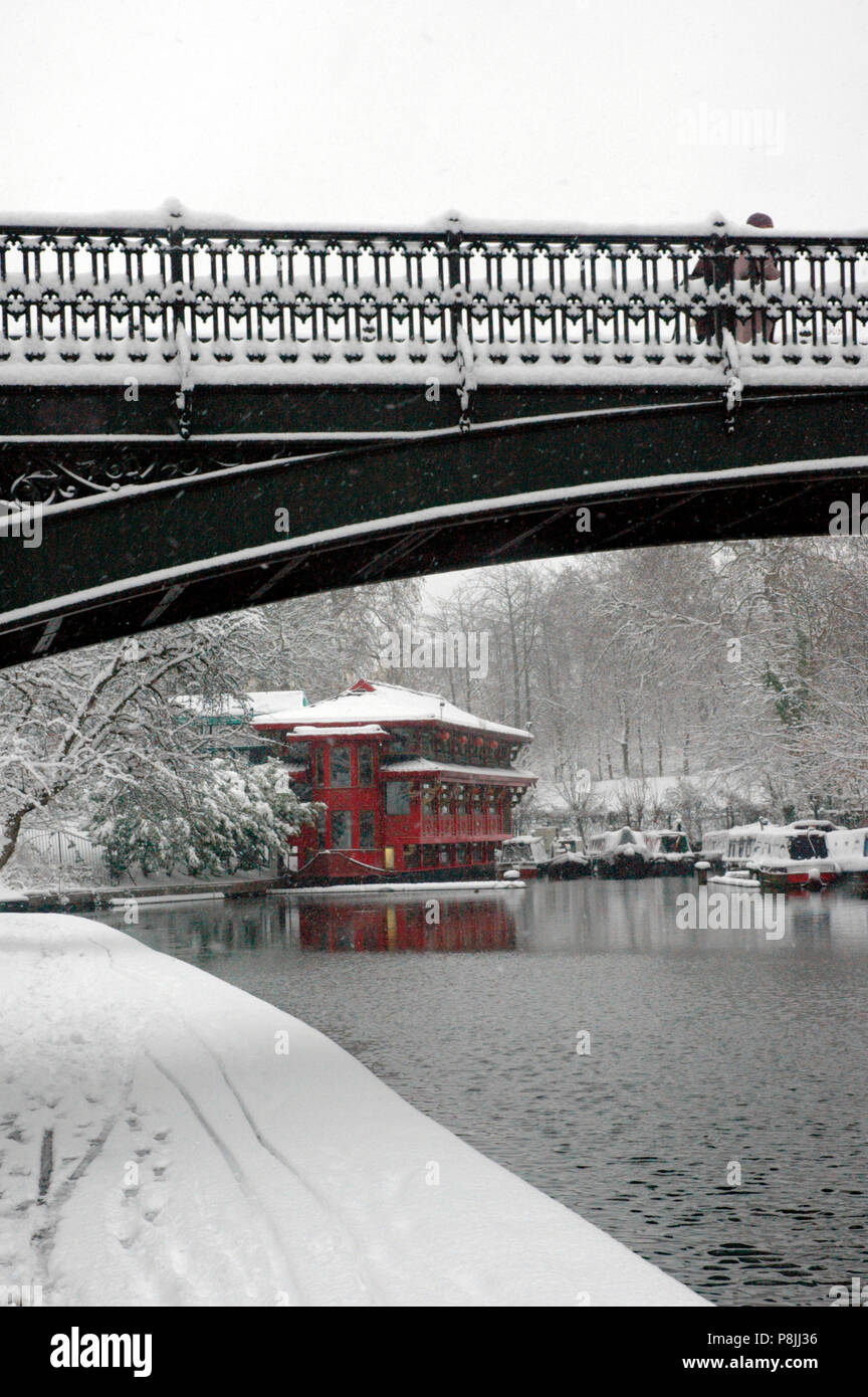 Bridge and floating restaurant, Primrose Hill, Camden, NW London ...