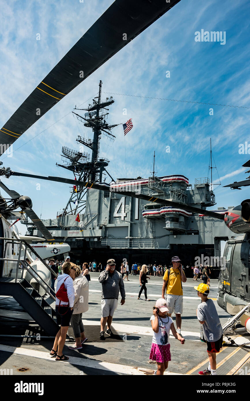 Uss Midway Museum With Fighter Jets High Resolution Stock Photography ...