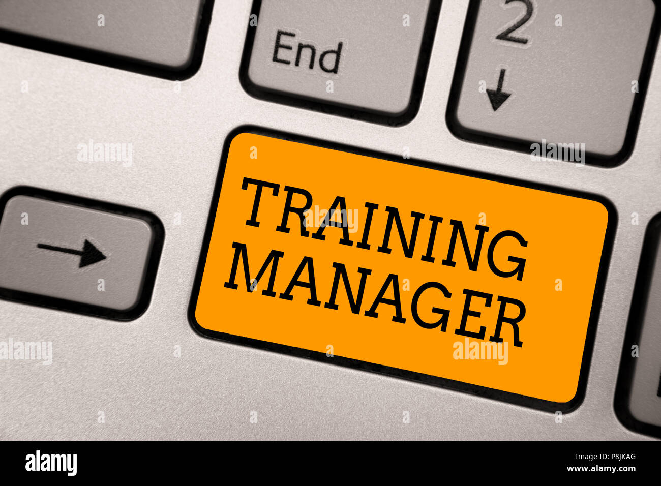 Handwriting text writing Training Manager. Concept meaning giving ...