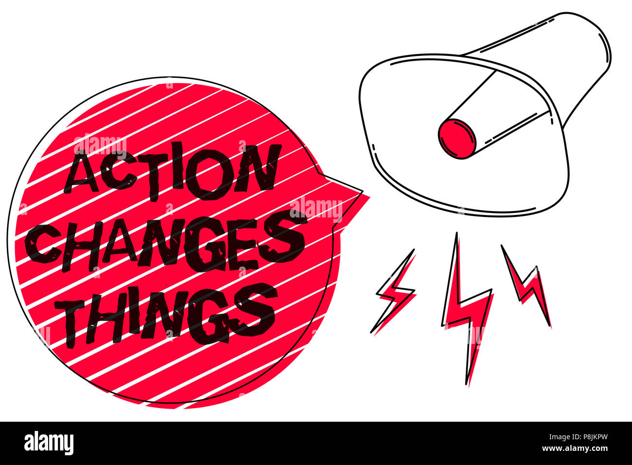 Text sign showing Action Changes Things. Conceptual photo doing ...