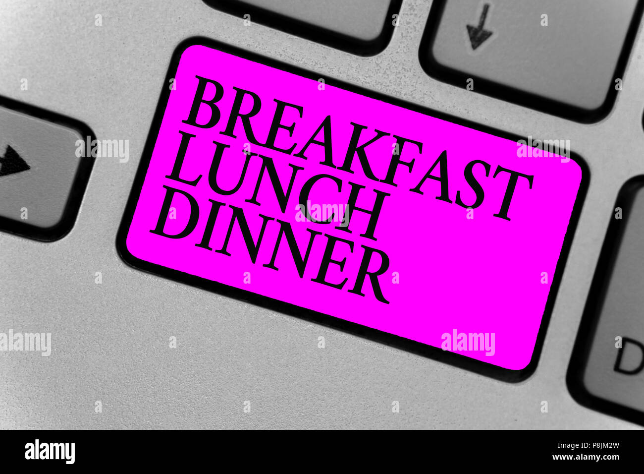 Handwriting text writing Breakfast Lunch Dinner. Concept meaning eating ...