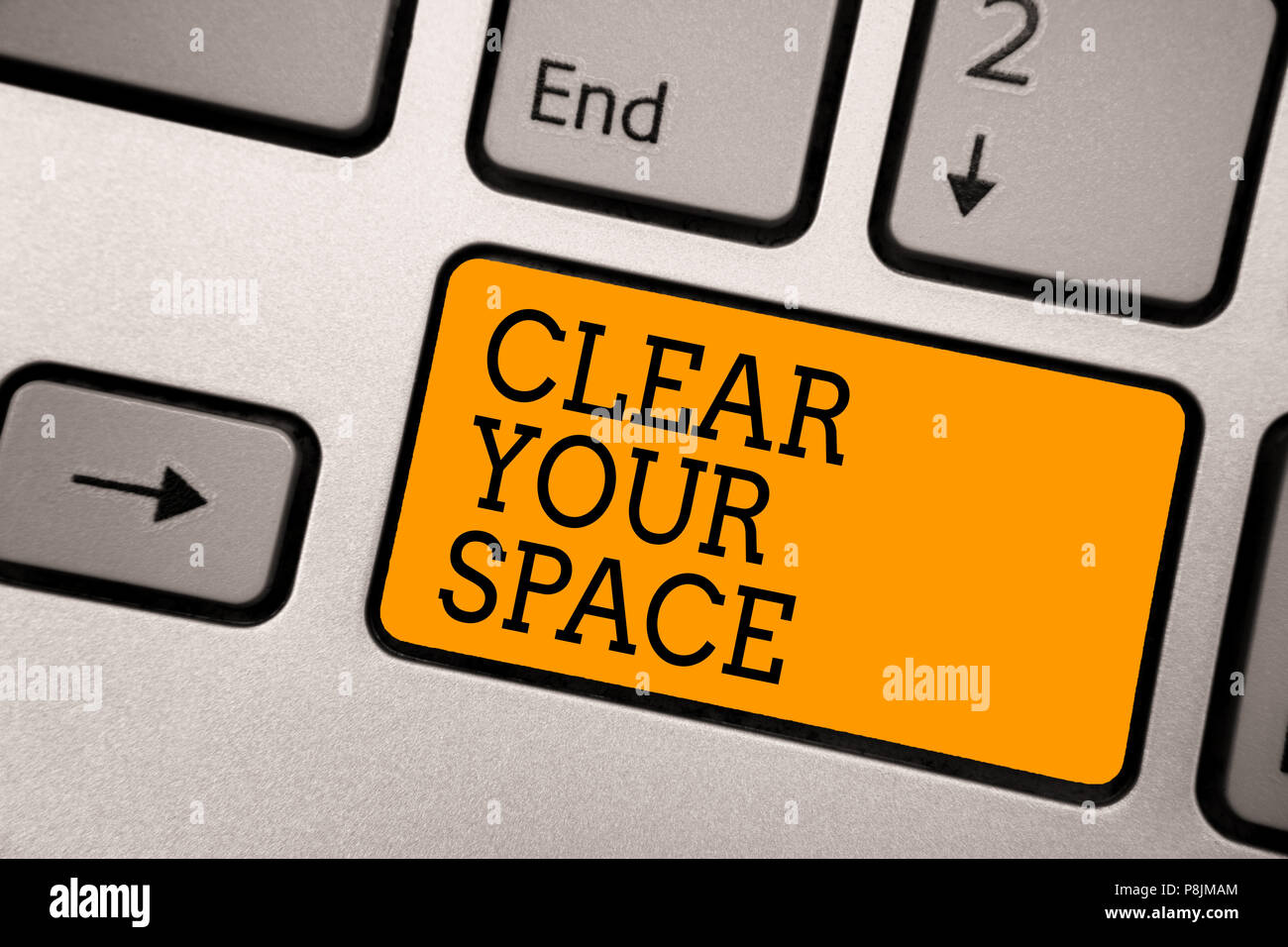 Handwriting text writing Clear Your Space. Concept meaning Clean office ...