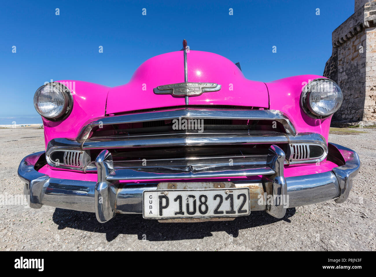 Classic American car being used as a taxi, locally known as almendrones ...