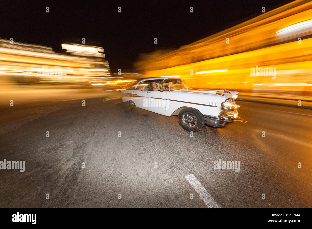 Classic American car being used as a taxi, locally known as almendrones ...