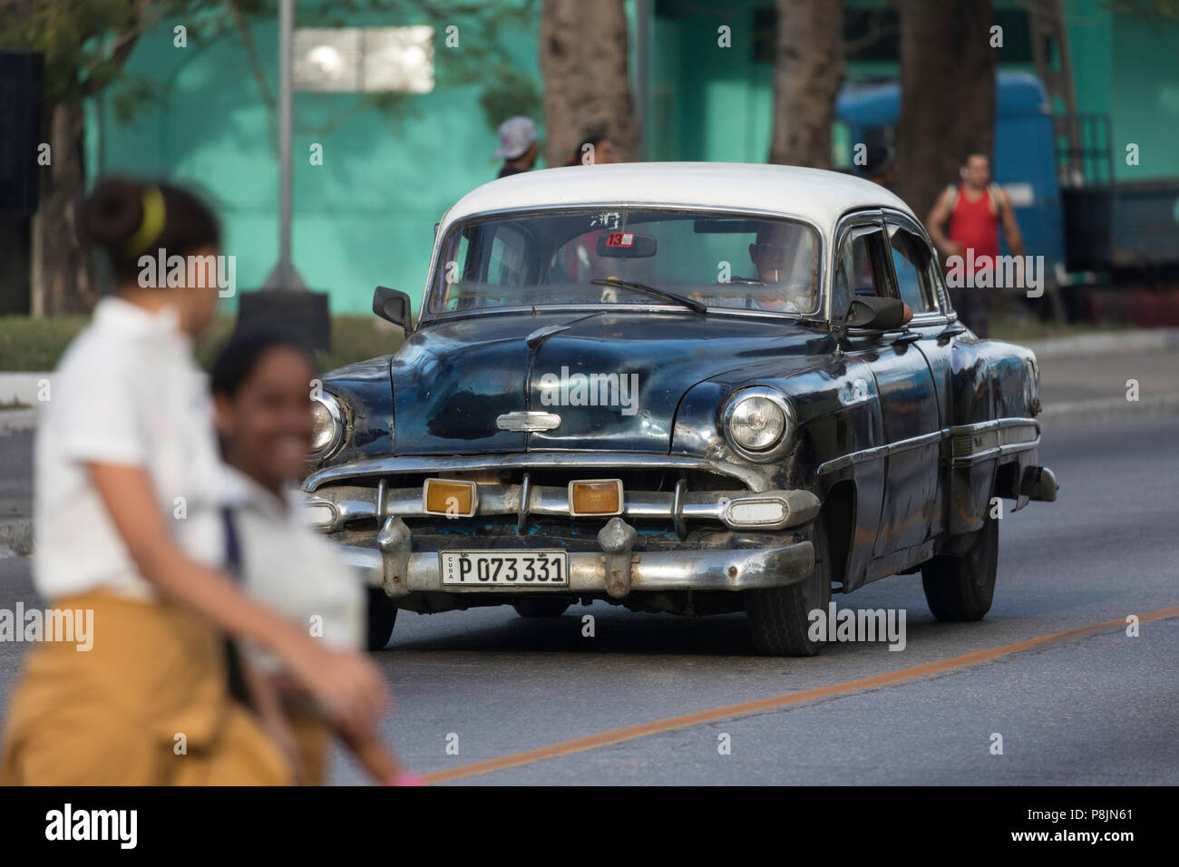 Classic American car being used as a taxi, locally known as almendrones ...