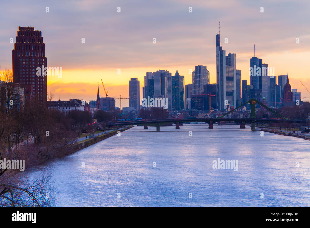 Frankfurt am Main city skyline night view. Germany Stock Photo - Alamy