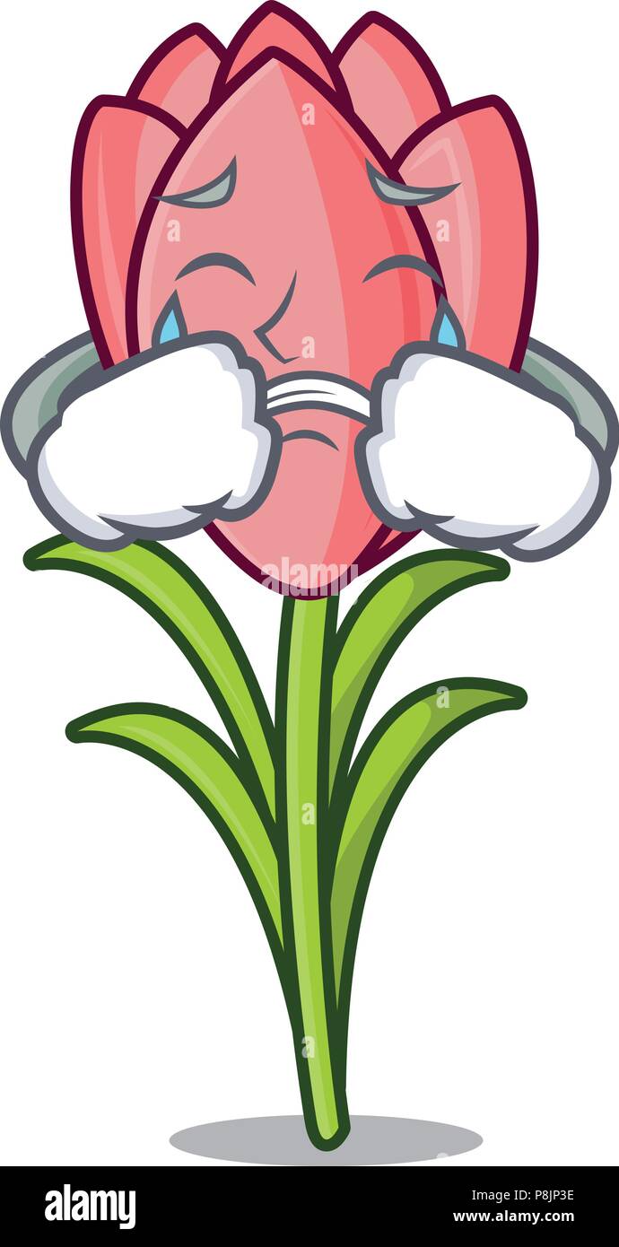 Crying crocus flower mascot cartoon vector illustration Stock Vector ...