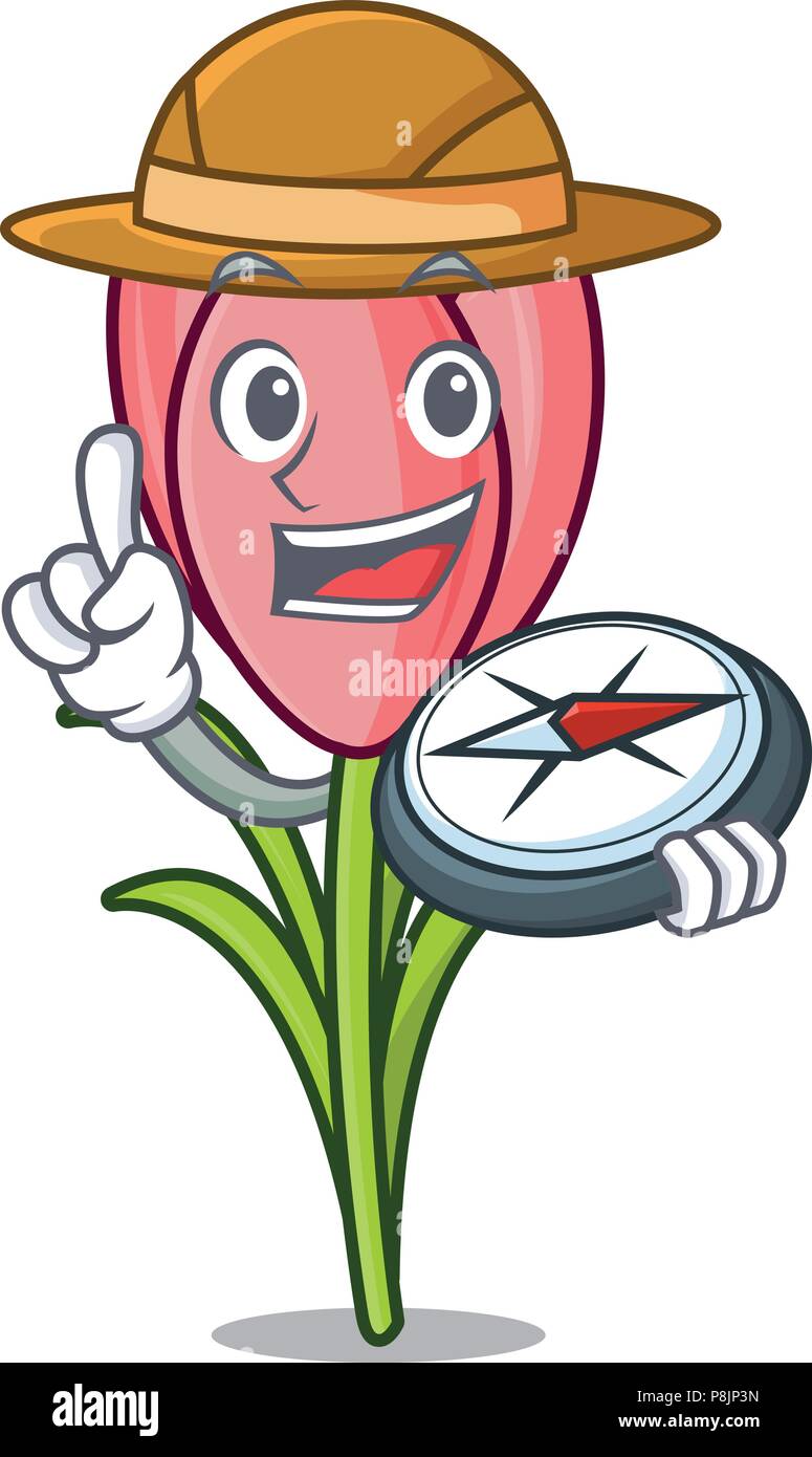Explorer crocus flower mascot cartoon vector illustration Stock Vector ...