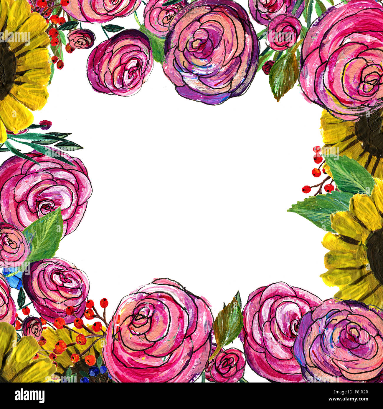 Hand drawn Flower Border Stock Photo - Alamy