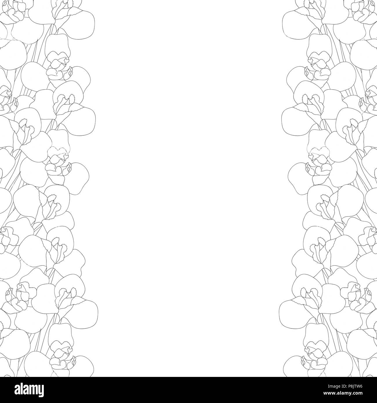 Iris Flower Outline Border on White Background. Vector Illustration ...