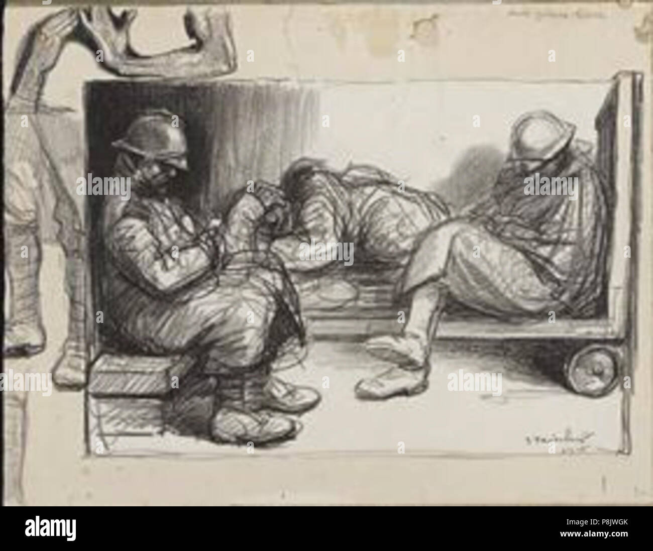 . 533 Steinlen - entre-deux-trains-original-drawing Stock Photo - Alamy