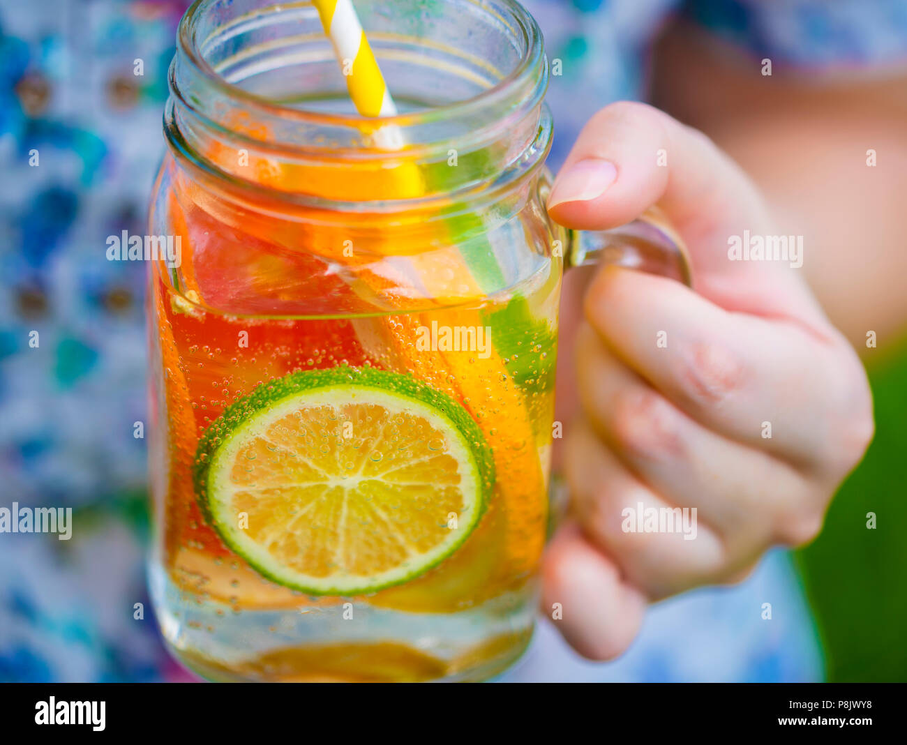 girl drinking lemonade. detox Stock Photo - Alamy