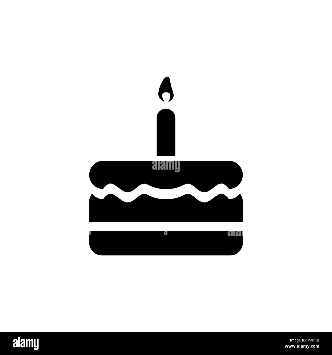 Birthday cake icon flat Black and White Stock Photos & Images - Alamy