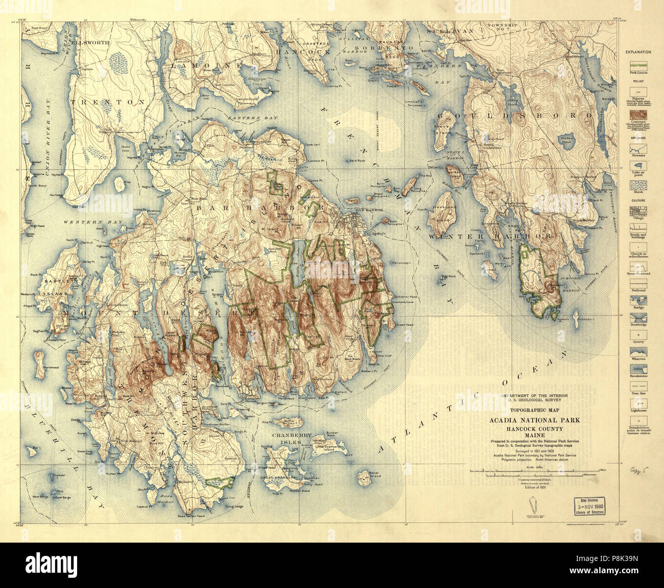 Map of acadia national park hi-res stock photography and images - Alamy