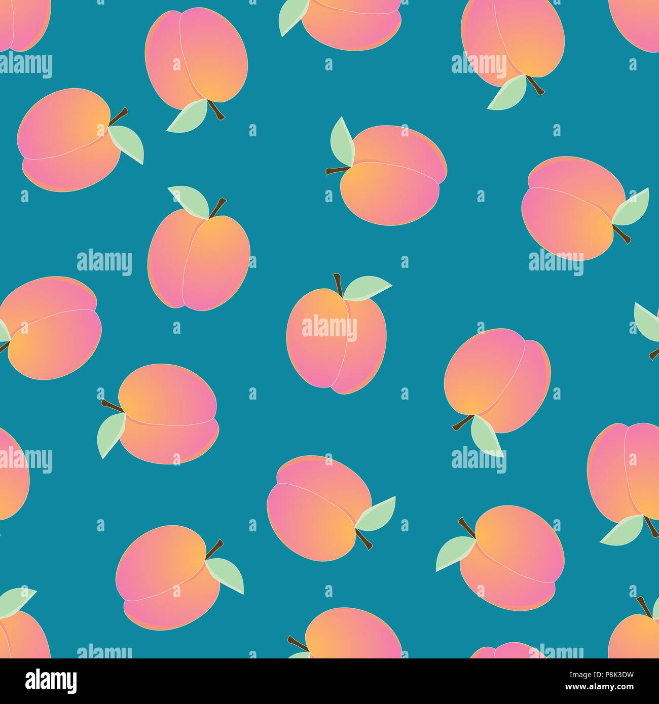 Peach Seamless on Blue Background. Vector Illustration Stock Vector ...