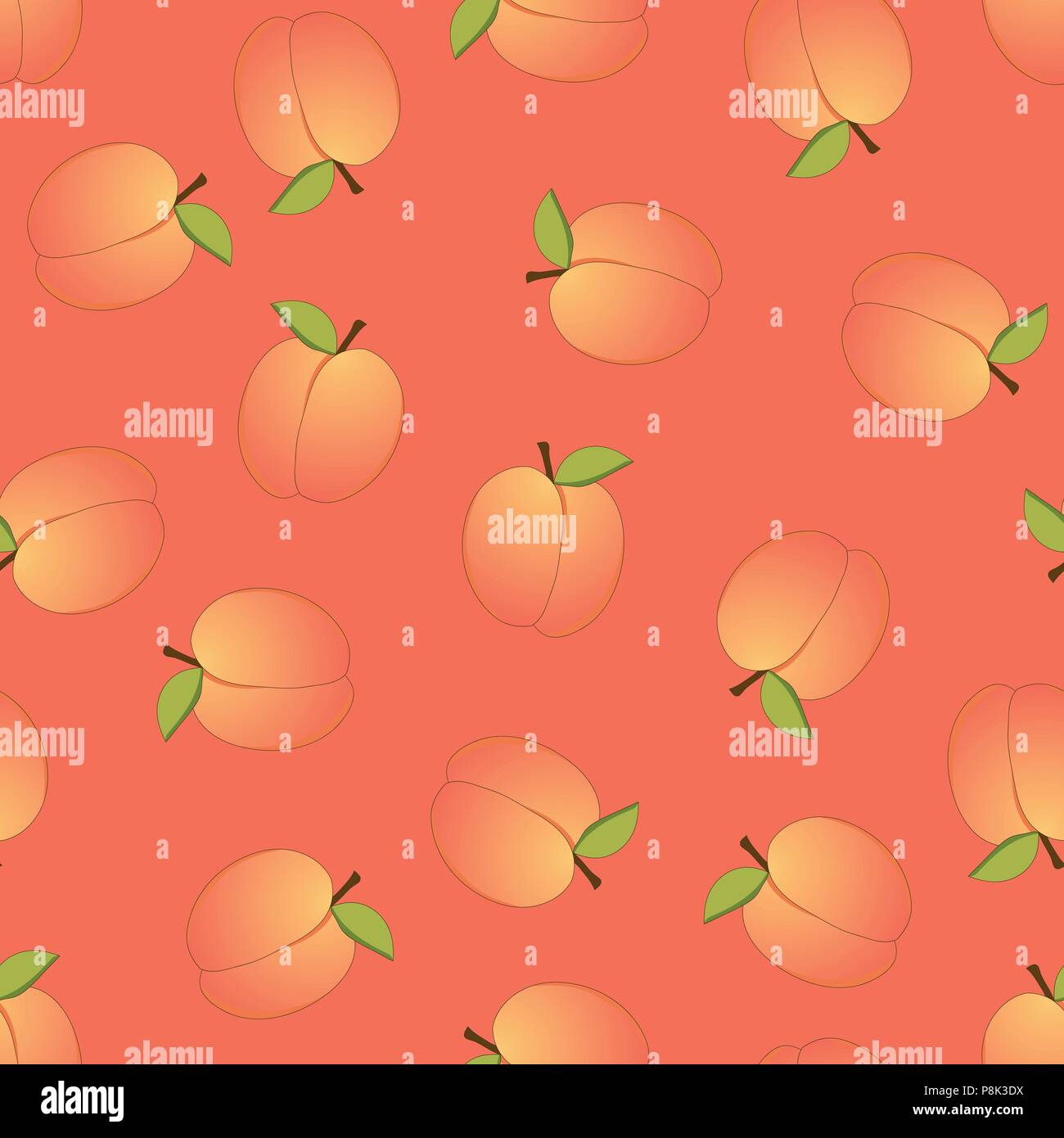 Peach Seamless on Orange Background. Vector Illustration Stock Vector ...