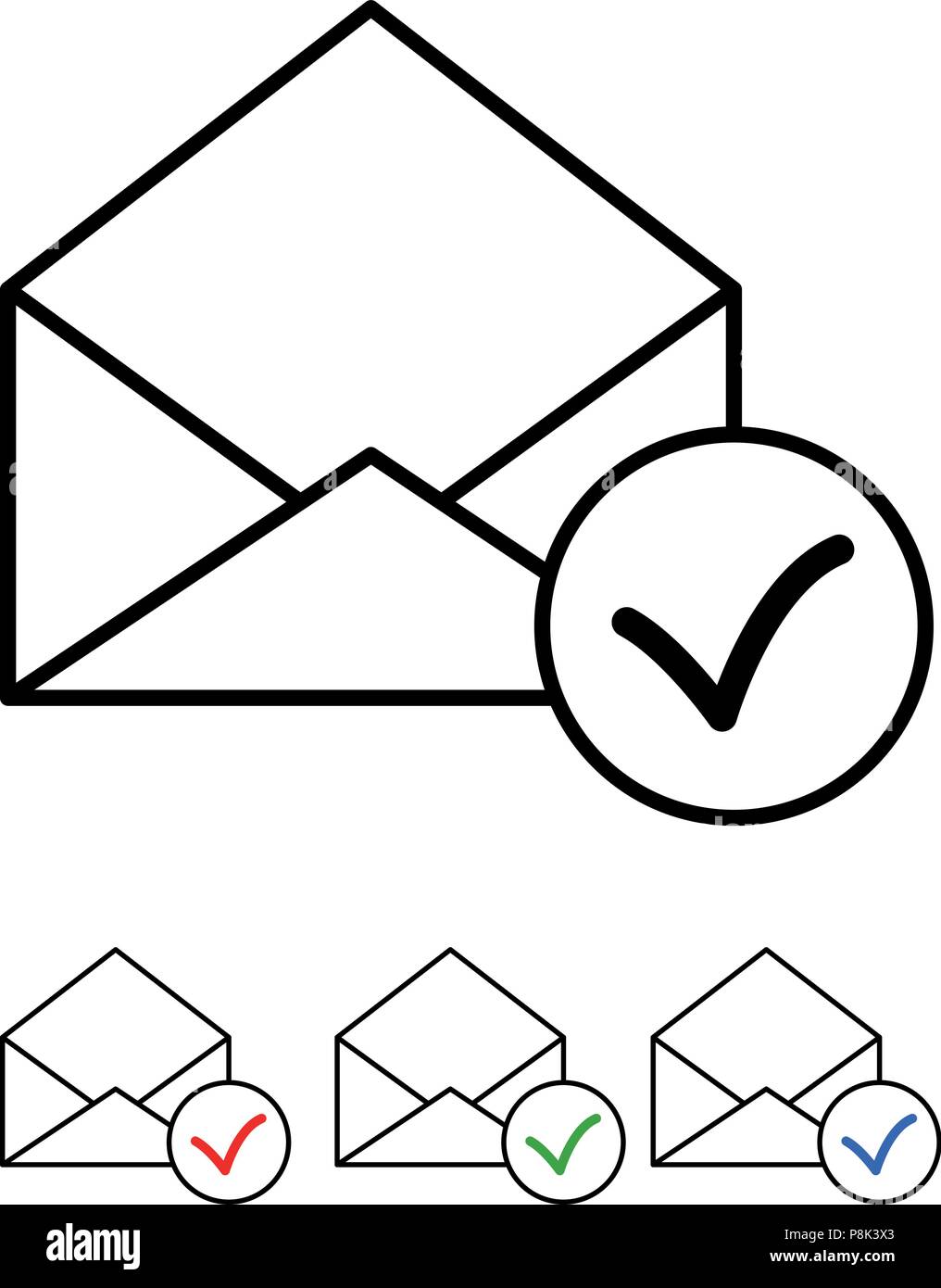 Icon set - Mail with check mark - Vector Stock Vector Image & Art - Alamy