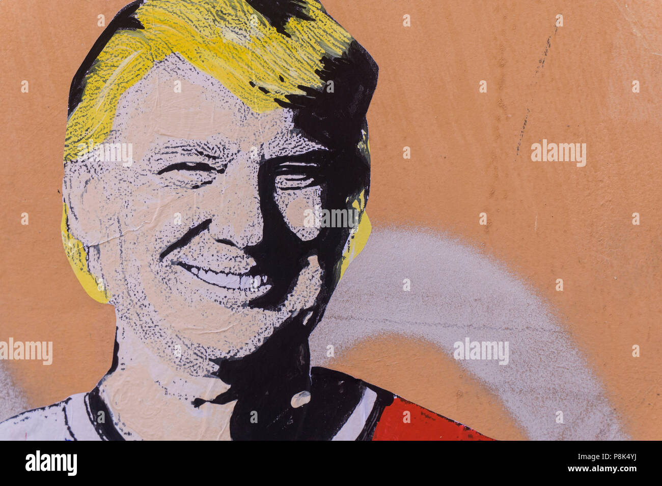 ROME, ITALY - JUNE 20th 2018: Graffiti of USA president Donald Trump on ...