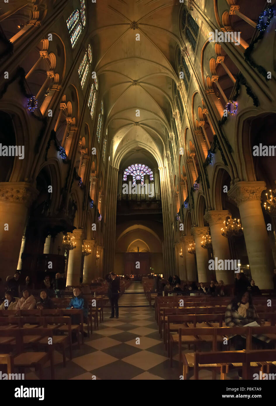 Inside of the famous cathedral Notre Dame de Paris Stock Photo - Alamy
