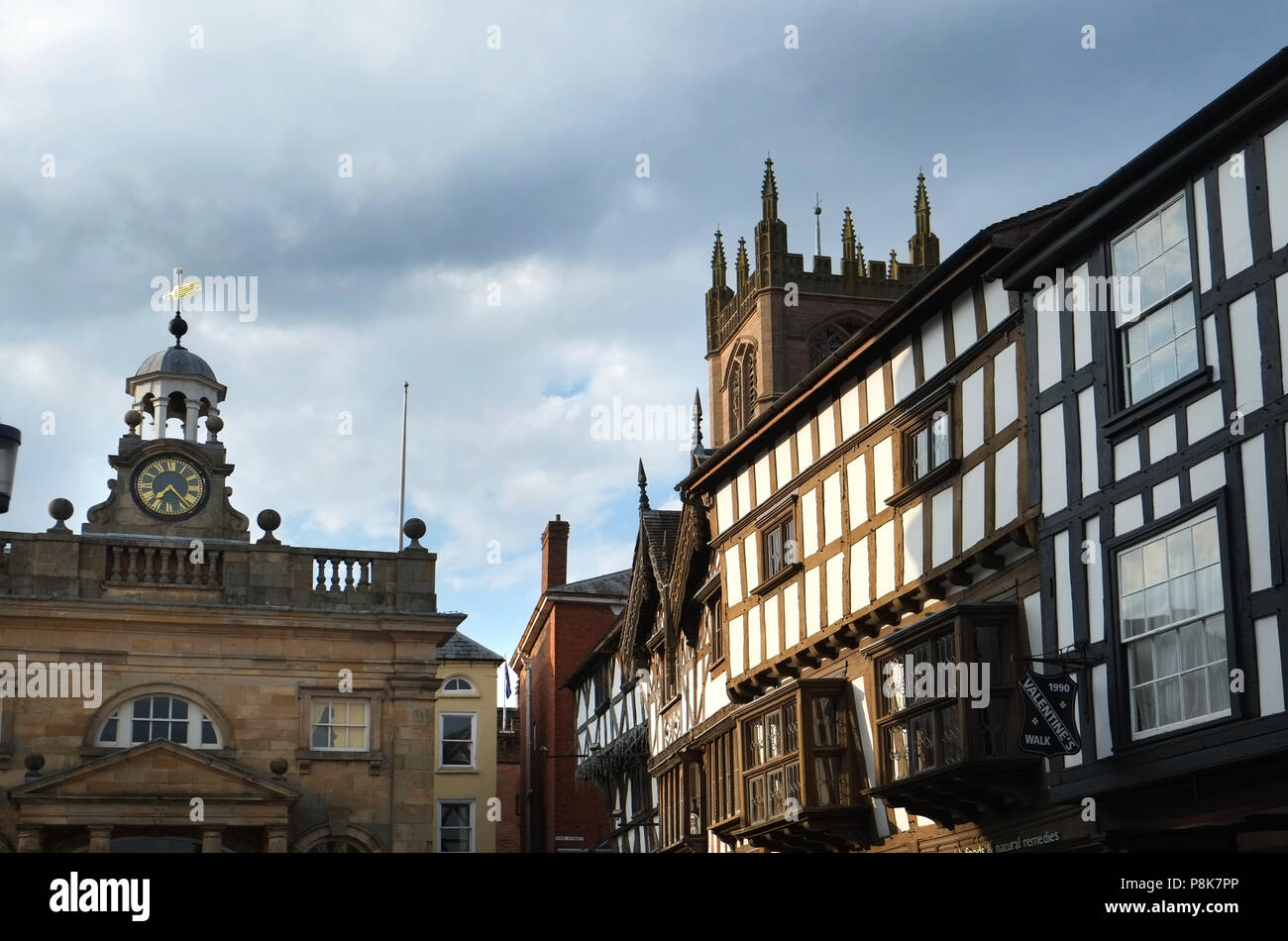 The top of Broad Street, Ludlow, Shropshire, England - half timbered ...