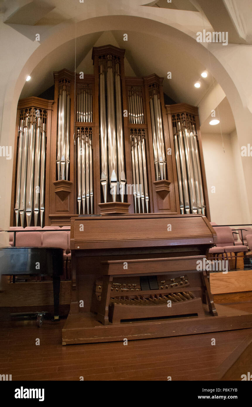 A large pipe organ in a Methodist Church in New Bern North Carolina ...