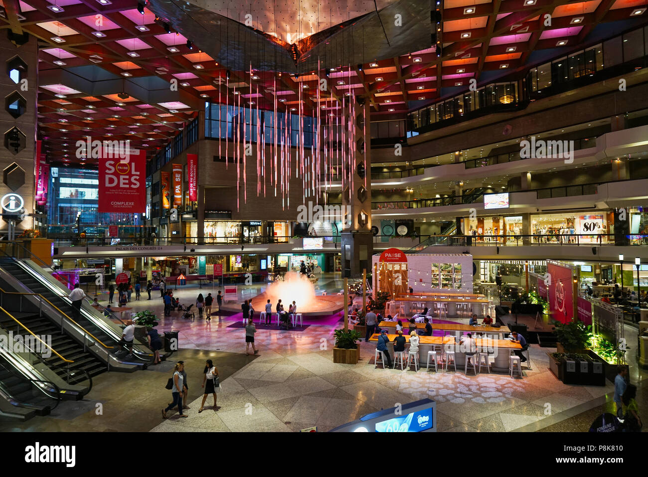Montreal,Canada, July 11, 2018.Interior plaza of the Complexe ...