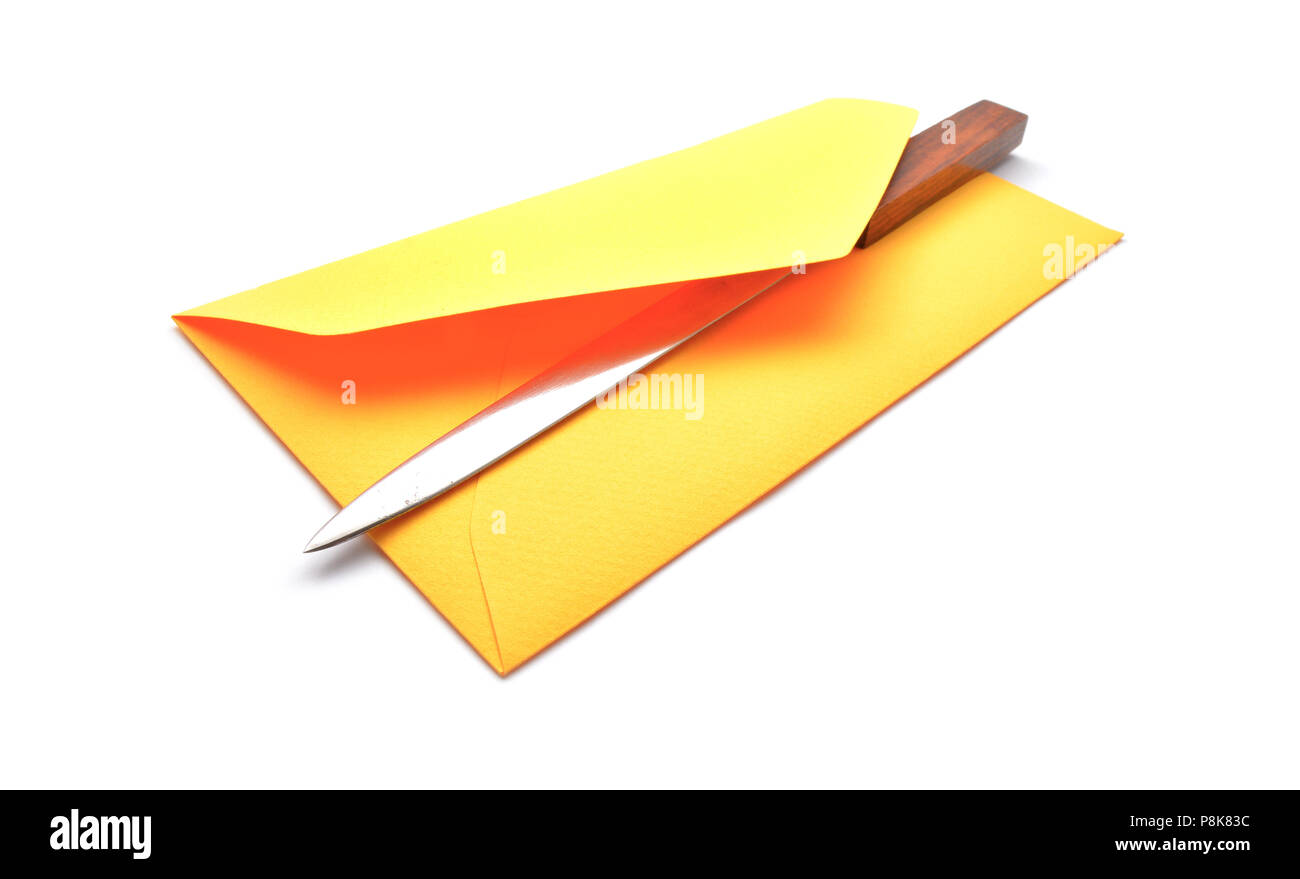 open envelope over white background Stock Photo - Alamy