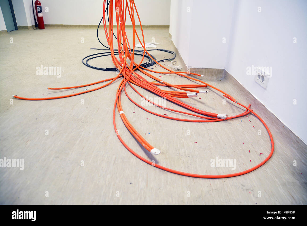 internet cables and wires in a building Stock Photo - Alamy