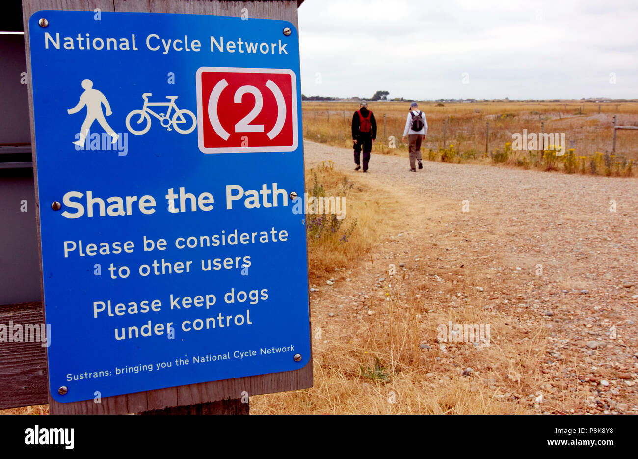 A view of a National Cycle Network share the path sign Stock Photo - Alamy
