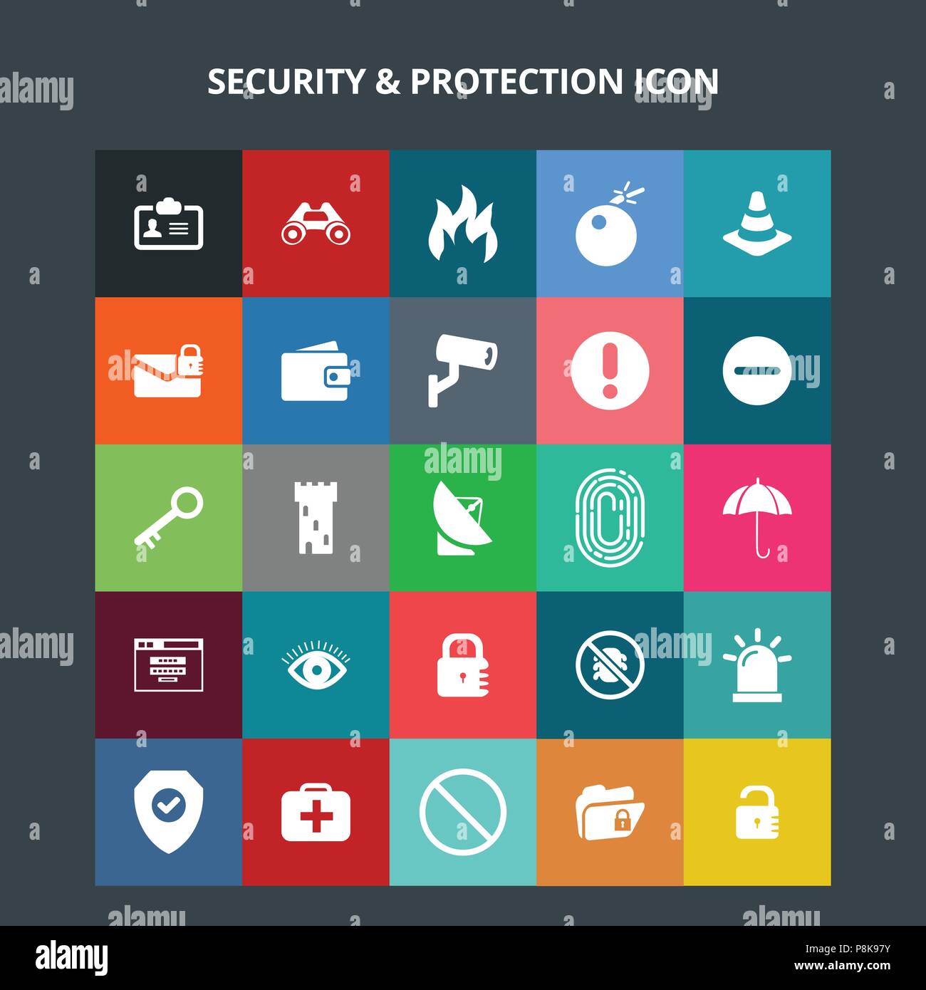 Security and Protection Icons. For web design and application interface ...