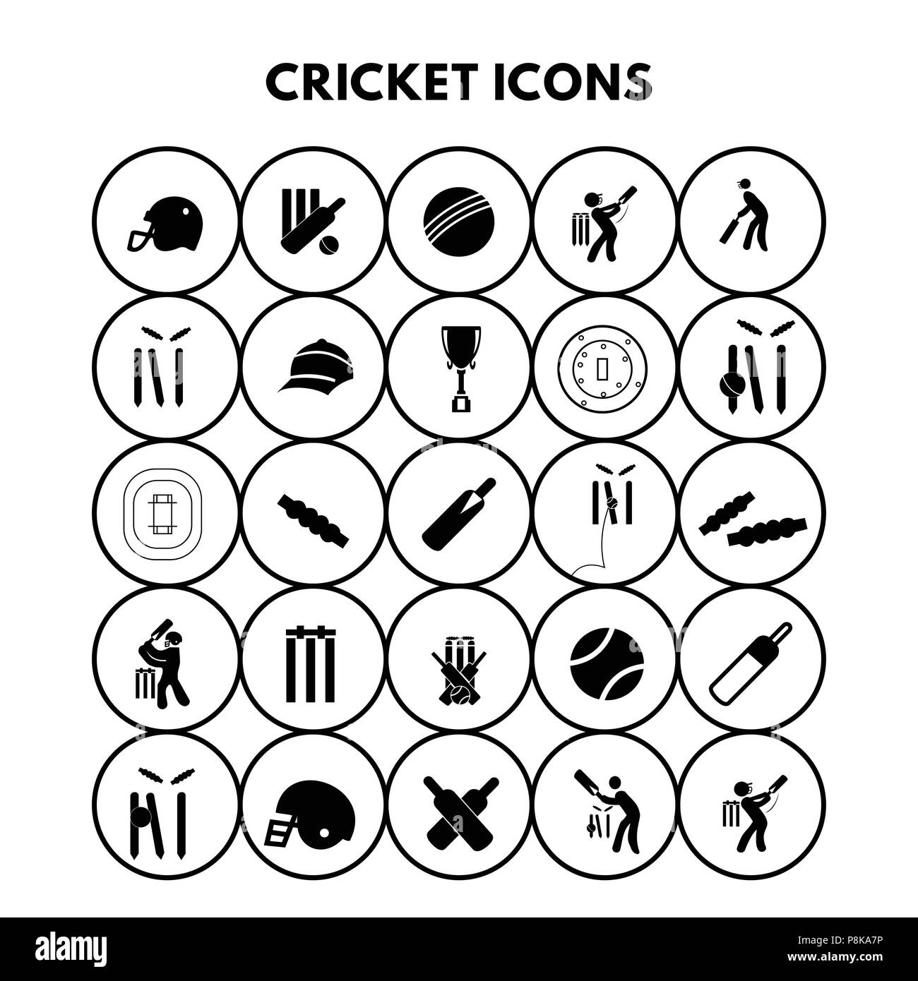 Cricket icons Black and White Stock Photos & Images - Alamy
