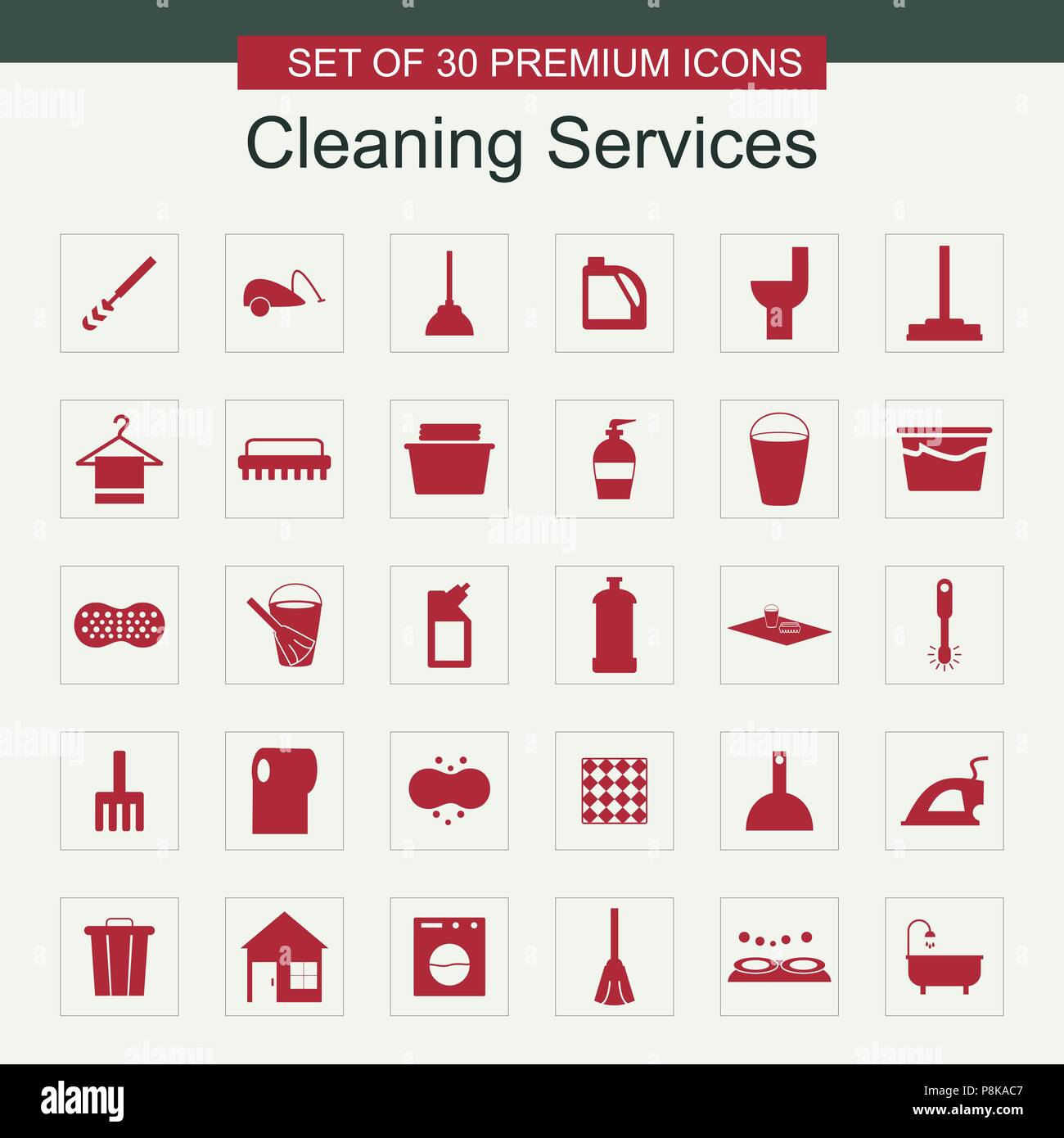 Cleaning services icons set. For web design and application interface ...