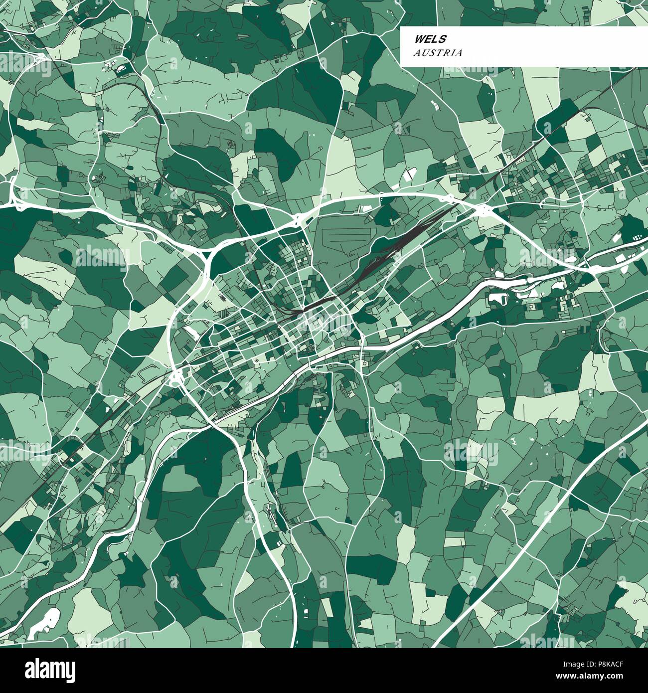 Colorful map of Wels, Austria. Background version for infographic and ...