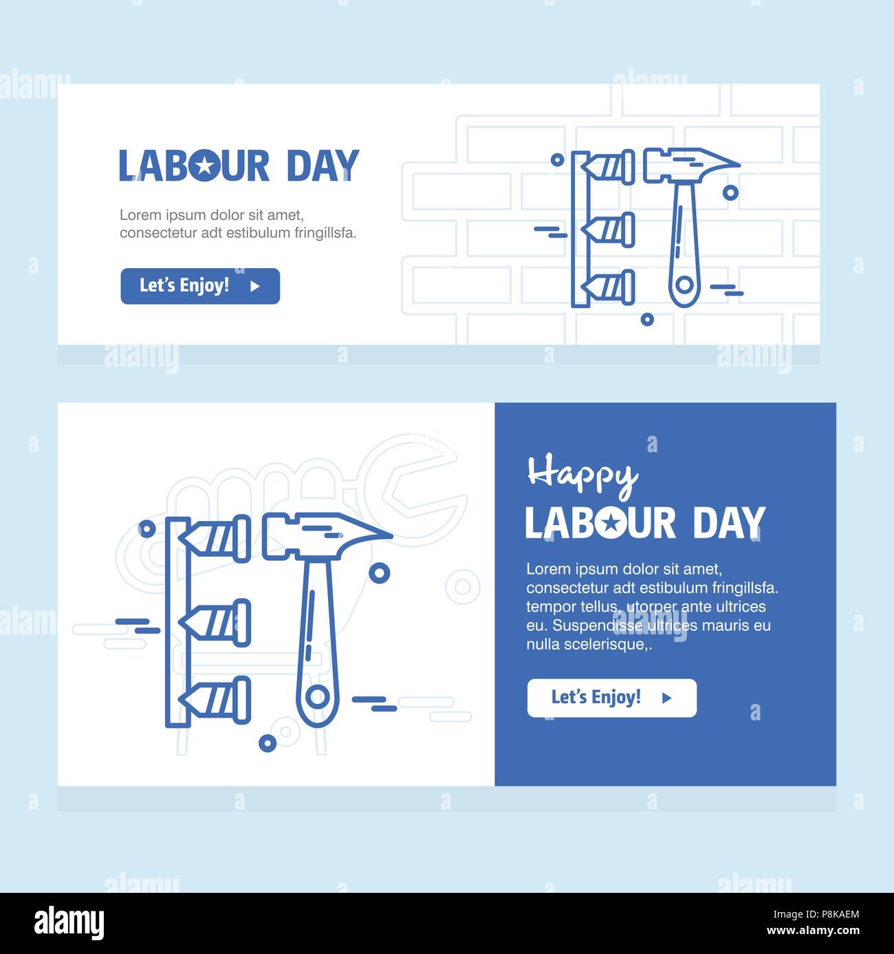 Happy Labour day design with blue theme vector. For web design and ...