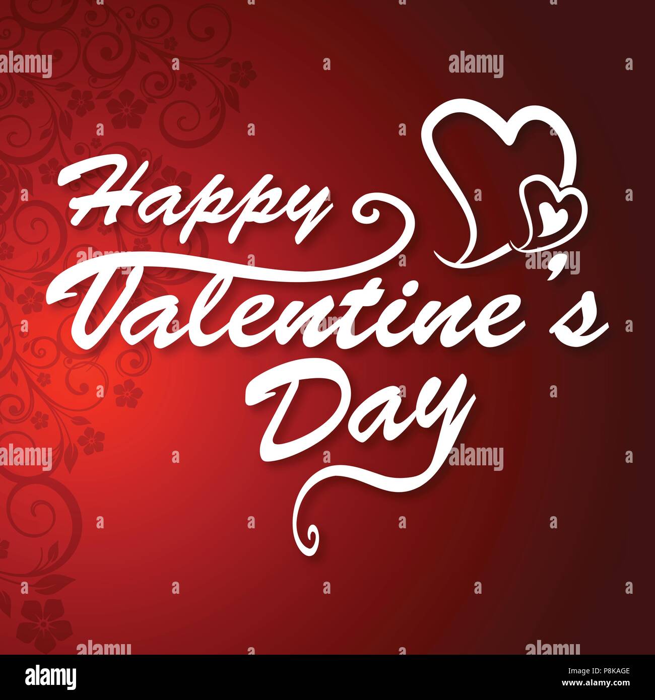 Happy Valentine's day card with red pattern background. For web design ...