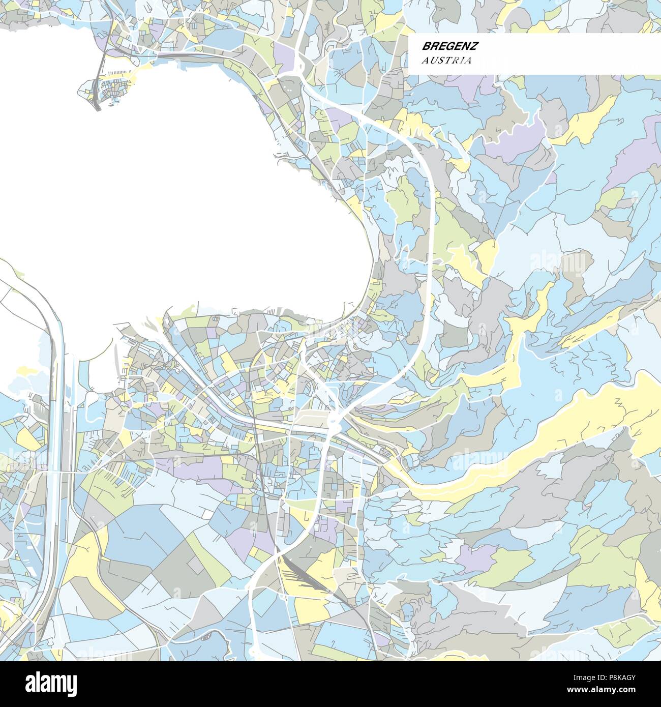 Colorful map of Bregenz, Austria. Background version for infographic ...