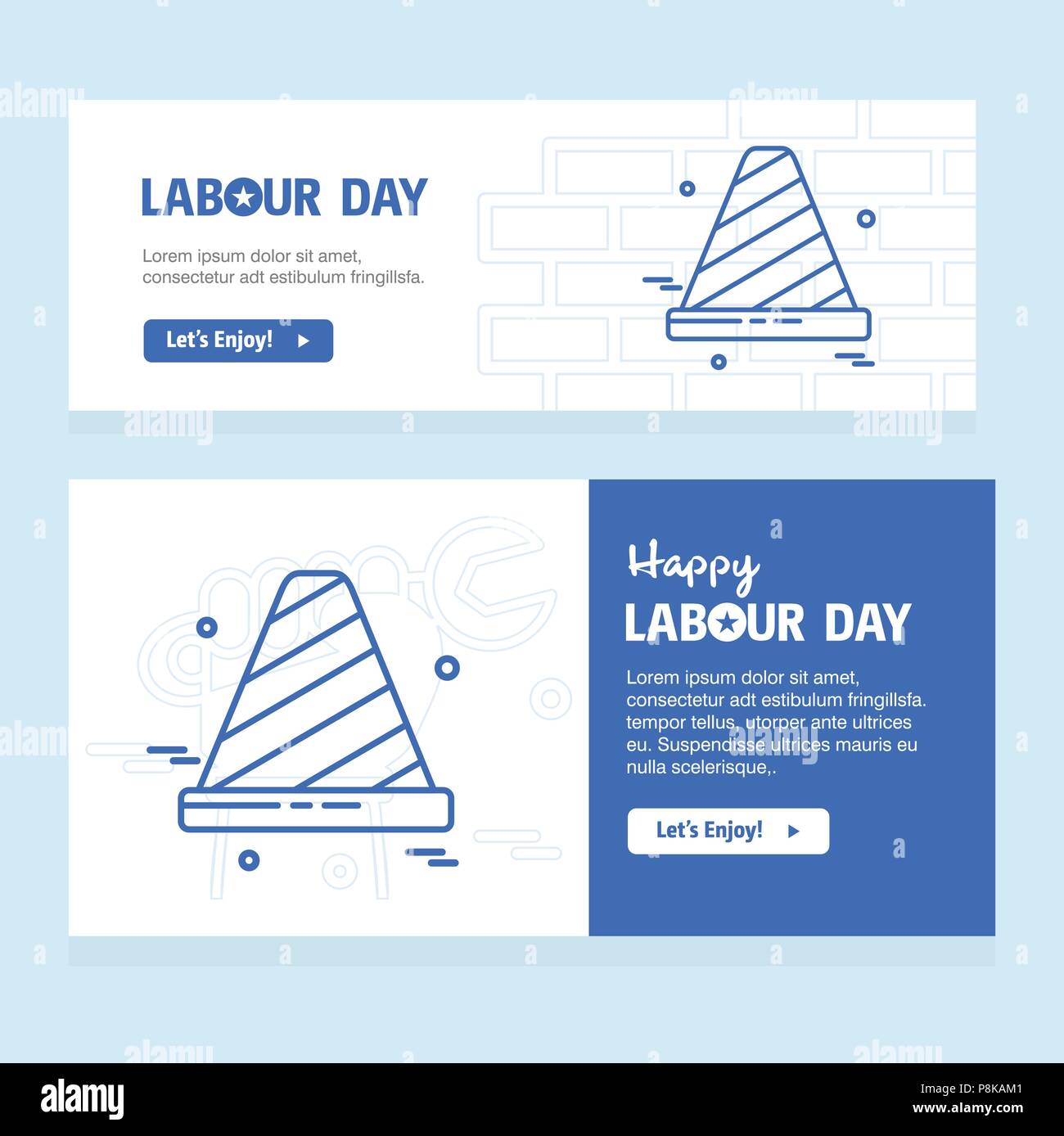 Happy Labour day design with blue theme vector. For web design and application interface, also ...