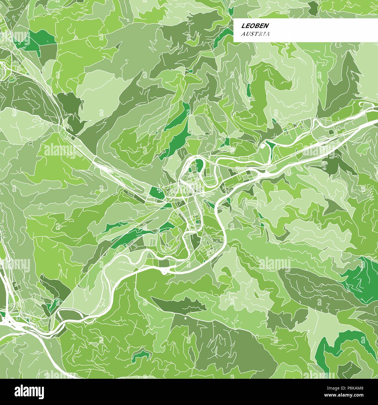 Colorful map of Leoben, Austria. Background version for infographic and ...