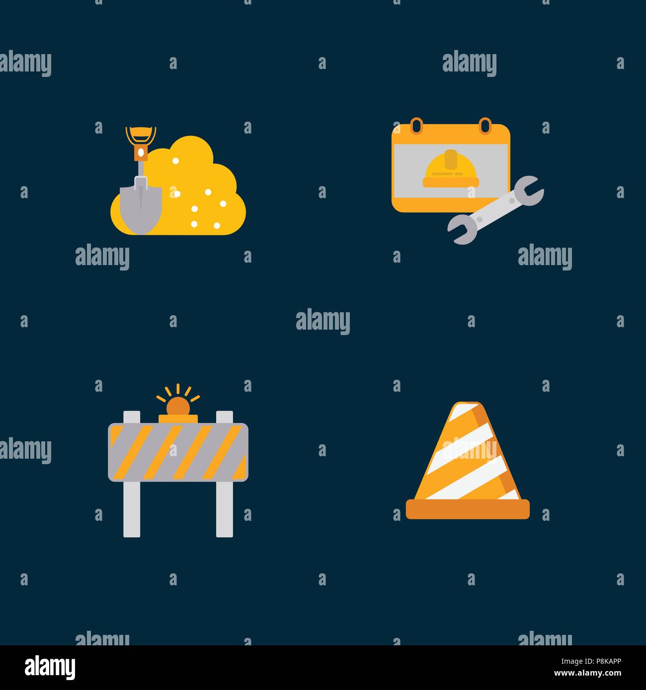 Labour day icon with dark background with blue theme icons set. For web ...