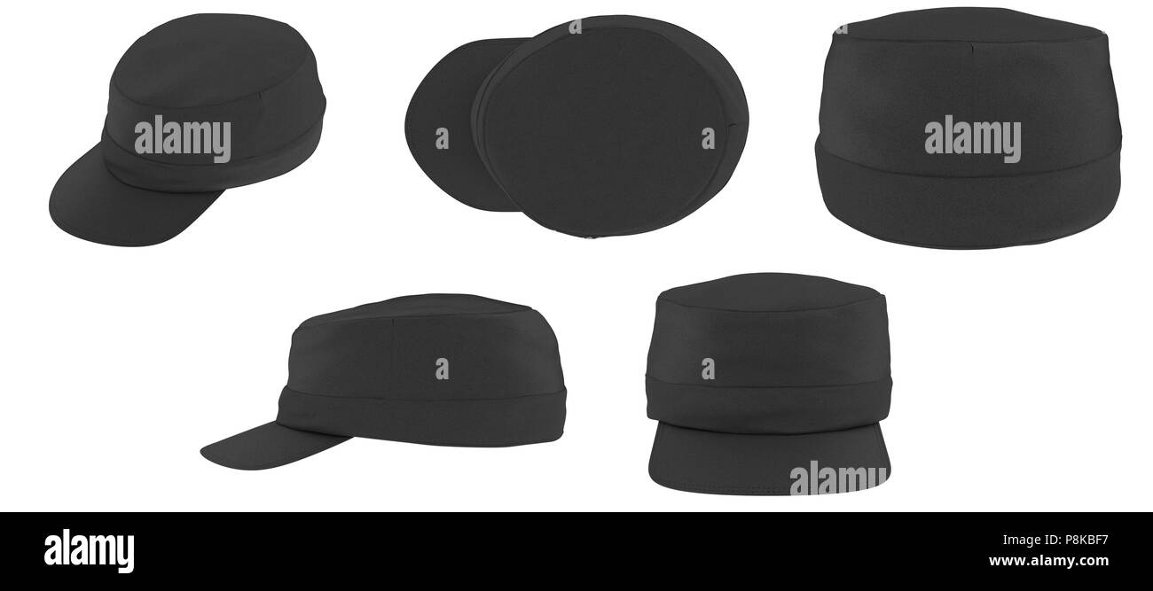 Set of black caps isolated on white background. 3d render Stock Photo ...