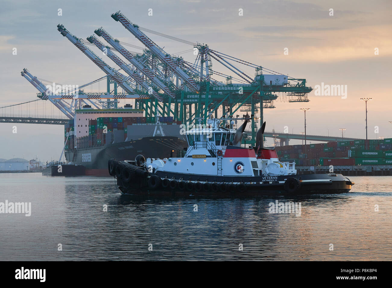 Crowley Maritime Tugboat VETERAN Passes Ahead Of The Evergreen ... Crowley Maritime Tugboat VETERAN Passes Ahead Of The Evergreen ...