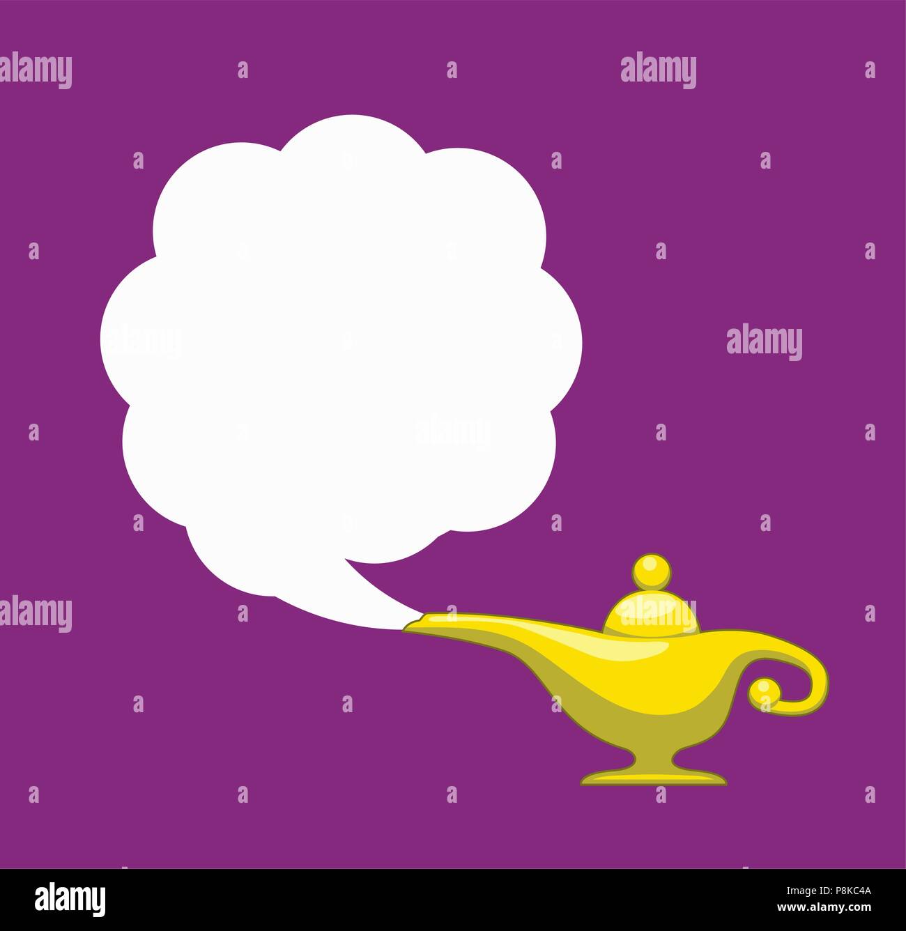 Vector Genie Magic Aladdin Lamp With White Smoke As A Copy Space
