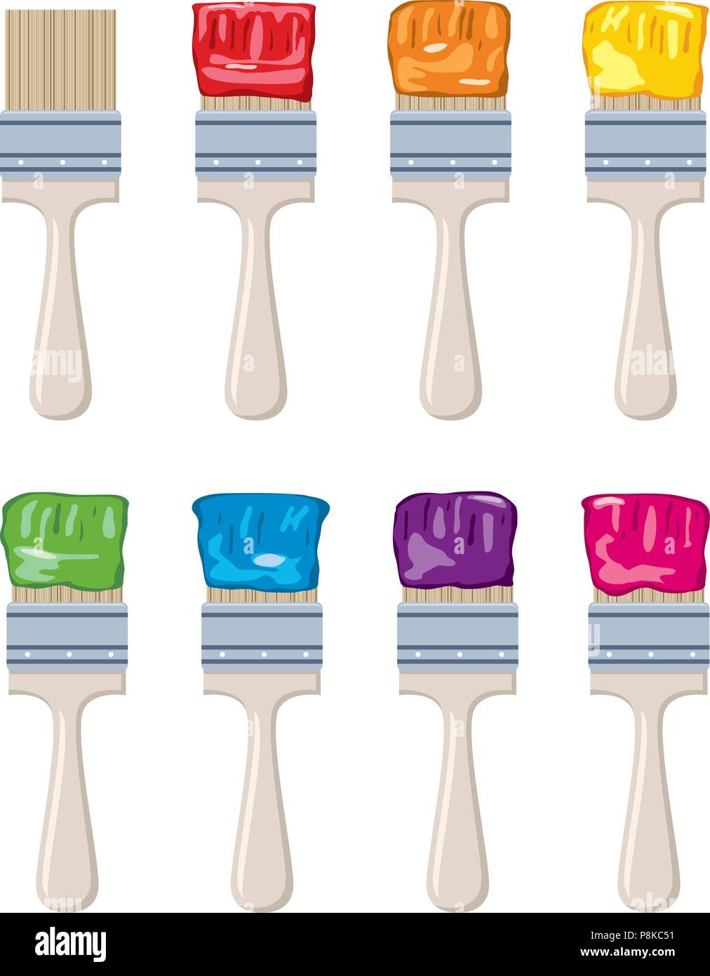 vector set of artist colorful paint brushes isolated on white ...