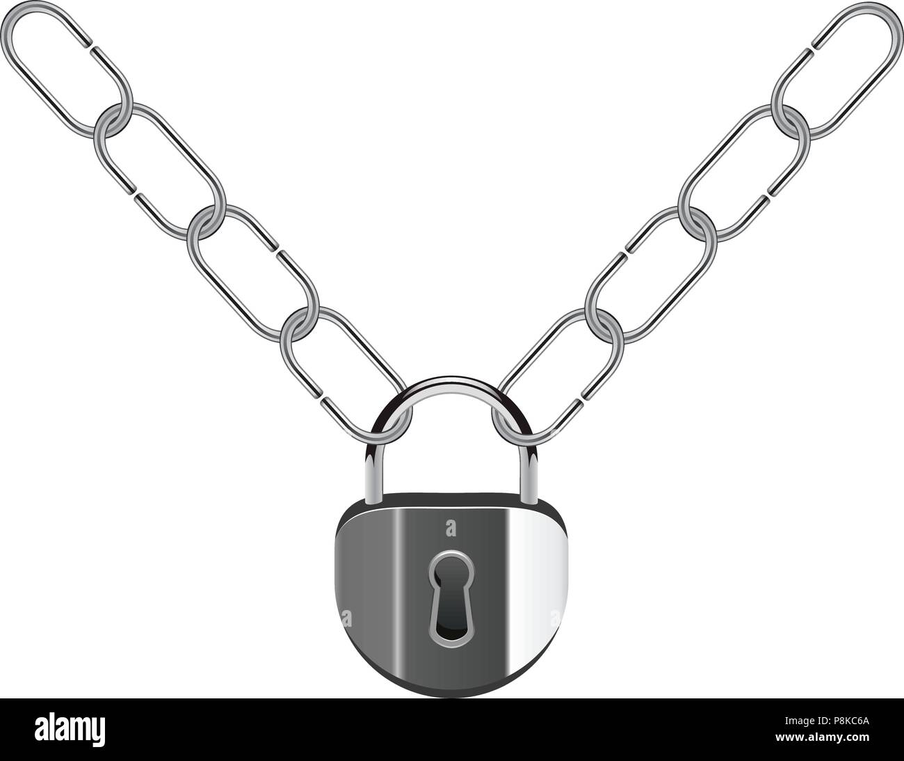 vector illustration of metal chain and padlock Stock Vector Image & Art ...
