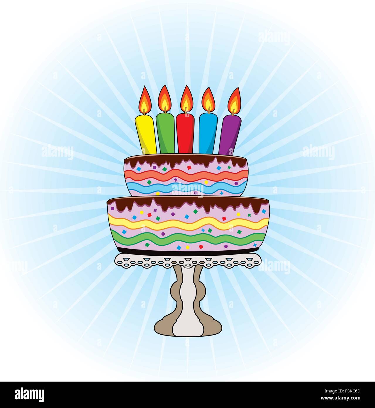 Flaming Birthday Cake Clip Art